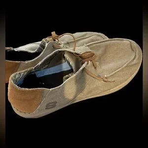 Skechers | Shoes | Skechers Relax Fit Melsonplanon Taupe Canvas Lace Up ...